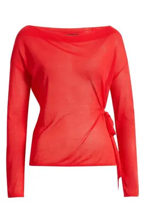 Mango Magnolia Side-tie Fine-knit Sweater - Red