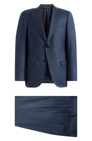HERITAGE GOLD Navy Pinstripe Wool Suit - Blue