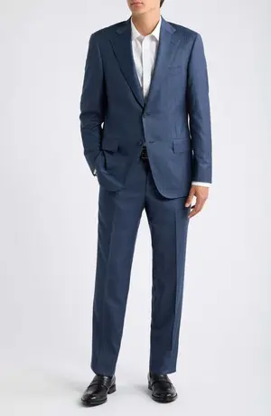 HERITAGE GOLD Navy Pinstripe Wool Suit - Blue