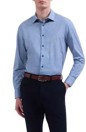 Bugatchi James Ooohcotton Print Long Sleeve Button-up Shirt - Teal