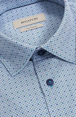 Bugatchi James Ooohcotton Print Long Sleeve Button-up Shirt - Teal