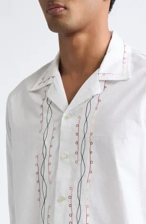 BODE Looped Chainstitch Cotton Poplin Button-up Shirt