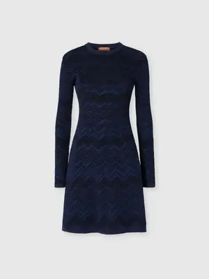 Missoni Zig Zag Viscose And Wool Crewneck Dress