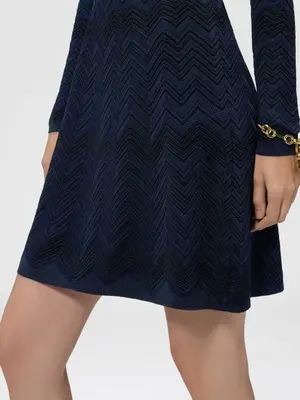Missoni Zig Zag Viscose And Wool Crewneck Dress
