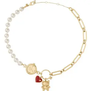 Kate Spade New York Imitation Pearl & Link Charm Necklace