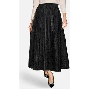 YUMI Diamonte Tulle Maxi Skirt - Black