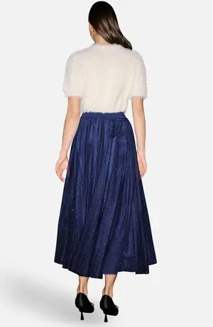 YUMI Sparkle Print Mesh Maxi Skirt
