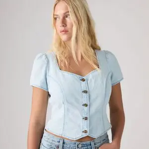 LEVI'S Miette Short-sleeve Denim Top - Text Her