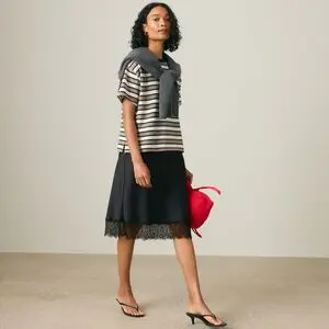 LEVI'S Lynn Midi Skirt With Lace Hem - Anthracite Night