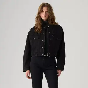 LEVI'S Collarless Cropped Sherpa Trucker Jacket