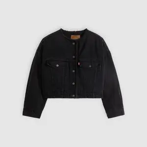LEVI'S Collarless Cropped Sherpa Trucker Jacket