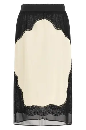 Attico Lace Insert Skirt - White/black