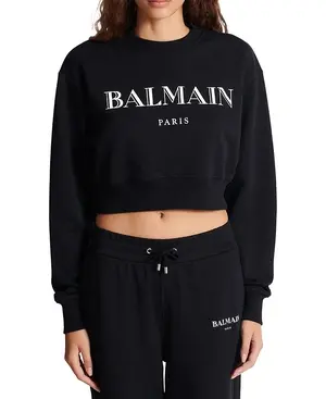 Balmain Printed Crew-neck Sweatshirt - Black
