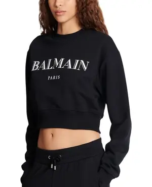 Balmain Printed Crew-neck Sweatshirt - Black