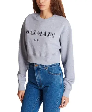 Balmain Printed Crewneck Sweatshirt - Grey