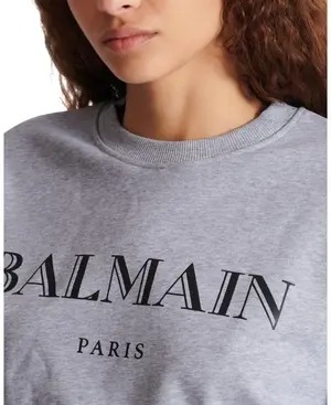 Balmain Printed Crewneck Sweatshirt - Grey