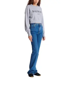 Balmain Printed Crewneck Sweatshirt - Grey