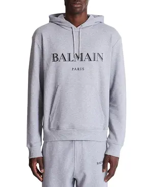 Balmain Printed Hoodie - Grey