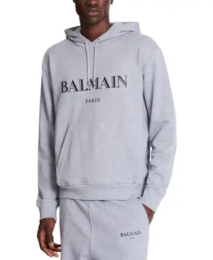 Balmain Printed Hoodie - Grey