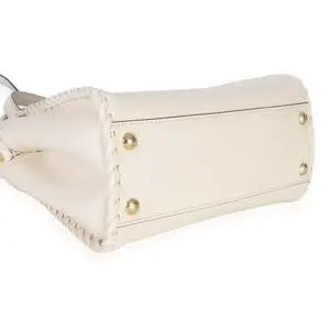 Fendi Cream Vitello King Interlace Peekaboo Iconic Satchel
