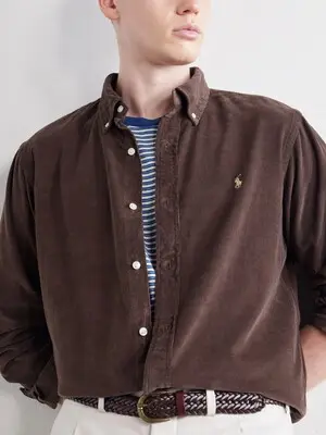 Polo Ralph Lauren Button-down Collar Logo-embroidered Cotton-corduroy Shirt