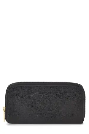 Chanel Caviar Timeless 'cc' Zippy Around Wallet - Black