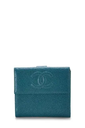 Chanel Caviar Timeless 'cc' Compact Wallet - Blue