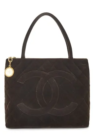 Chanel Quilted Velvet Medallion Tote - Brown