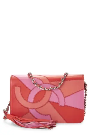 Chanel Pink Quilted Lambskin 'cc' Tassel Wallet On Chain - Multi