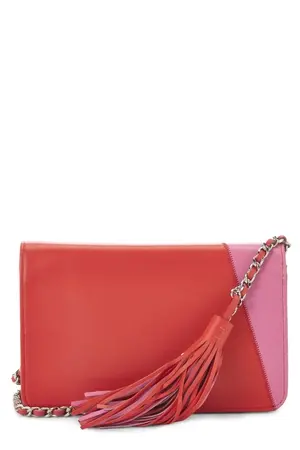 Chanel Pink Quilted Lambskin 'cc' Tassel Wallet On Chain - Multi