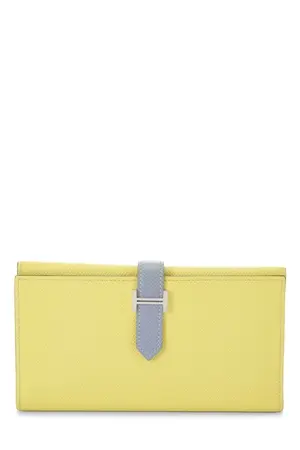 Hermès Soufre & Bleu Lin Epsom Bearn Soufflet Wallet - Multi