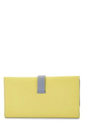 Hermès Soufre & Bleu Lin Epsom Bearn Soufflet Wallet