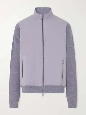 Peter Millar Solarspun Waffle Knit-trimmed Shell Jacket - Gray