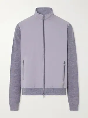 Peter Millar Solarspun Waffle Knit-trimmed Shell Jacket - Gray