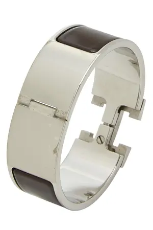Hermès Clic Clac H Pm Gold-plated Enamel Bracelet - Brown