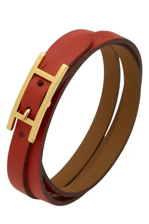 Hermès Leather Double Tour Bracelet - Red