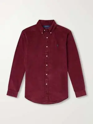 Polo Ralph Lauren Button-down Collar Logo-embroidered Cotton-corduroy Shirt - Red