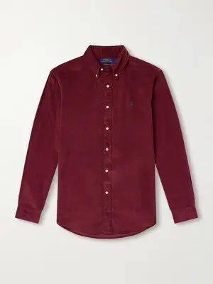 Polo Ralph Lauren Button-down Collar Logo-embroidered Cotton-corduroy Shirt - Red