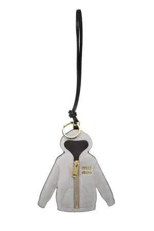 Miu Miu Leather Hoodie Bag Charm - Grey