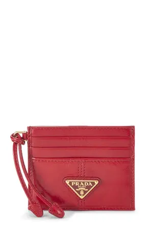 Prada Calfskin Card Holder - Red
