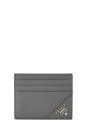 Prada Saffiano Card Holder - Grey