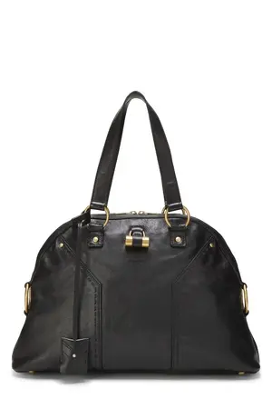 Saint Laurent Grained Leather Muse Top Handle Bag - Black