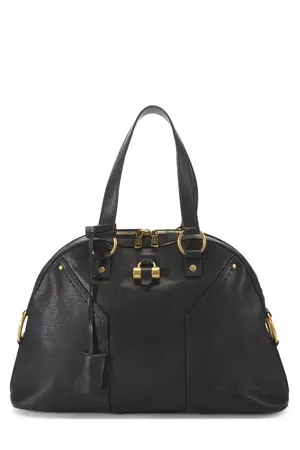 Saint Laurent Grained Leather Muse Top Handle Bag - Black