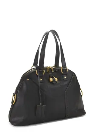 Saint Laurent Grained Leather Muse Top Handle Bag - Black