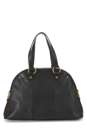 Saint Laurent Grained Leather Muse Top Handle Bag - Black