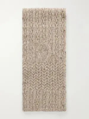 Inis Meáin Cable-knit Donegal Merino Wool And Cashmere-blend Scarf - Neutrals
