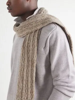 Inis Meáin Cable-knit Donegal Merino Wool And Cashmere-blend Scarf