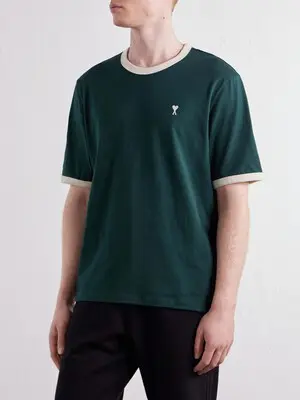 AMI Paris Logo-embroidered Cotton-jersey T-shirt