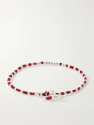 MIKIA Braided Sterling Silver Beaded Bracelet