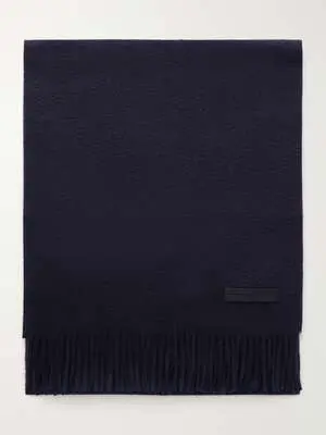 Zegna Fringed Cashmere Scarf - Navy